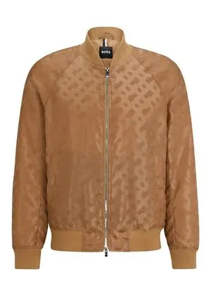 Hugo Boss Bomber Jacket With All-over Monogram - Brown