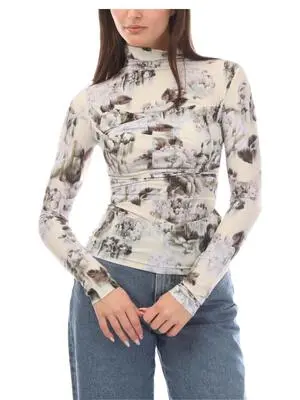 Off-White Skin Twist Long Sleeve Top - Grey