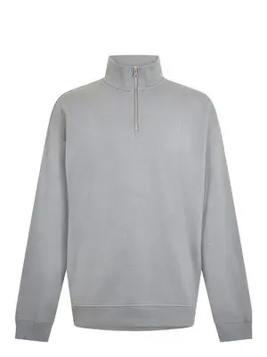Hugo Boss Half-zip Mock Neck Long Sleeve Top - Gray