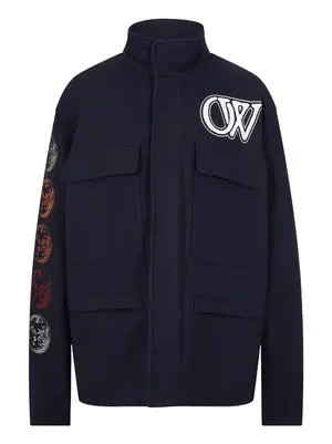 Off-White Stand Collar Embroidered Jacket - Black