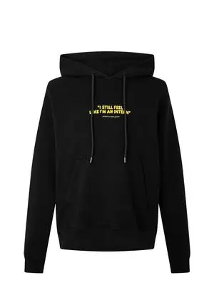 Off-White Cotton Printed Hoodie - Black