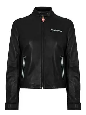 CASABLANCA Casablanca Logo Zip-Up Leather Jacket