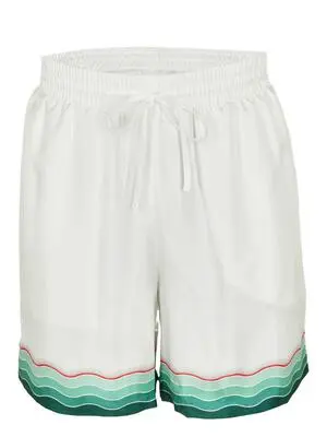 Casablanca Elastic Waist Shorts With Logo Detail - White