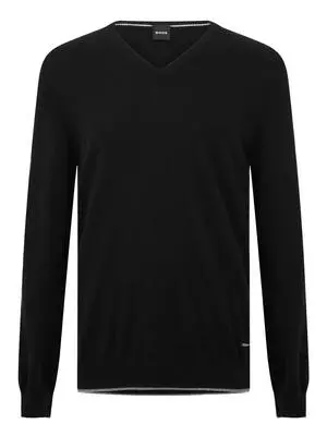 Hugo Boss V-neck Long-sleeve Knit Sweater - Black