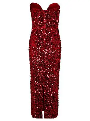 SELF-PORTRAIT Self-Portrait 3D Sequin Embellished Midi Dress