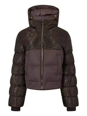 Fendi Cropped Monogram Print Puffer Jacket - Black