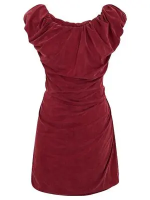 VIVIENNE WESTWOOD Ruched Velvet Off-the-shoulder Mini Dress - Red