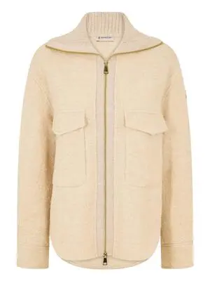 Moncler Moncler Zip-Up Textured Casual Jacket Nude