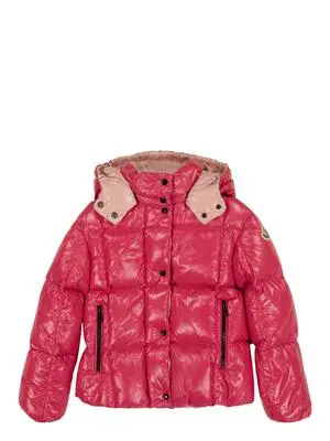 Moncler Moncler Hooded Down Jacket With Logo Patch Red