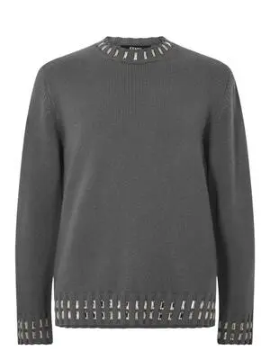 Fendi Embellished Crew Neck Pullover - Black