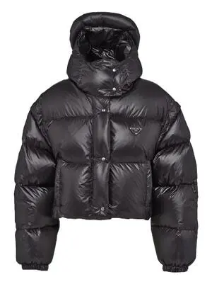 PRADA Prada Cropped Puffer Jacket With Logo Plaque
