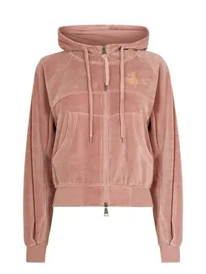 VIVIENNE WESTWOOD Full Zip Hooded Sweatshirt With Pockets - Pink