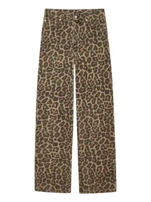 ANINE BING Anine Bing Leopard Print Wide Leg Pants