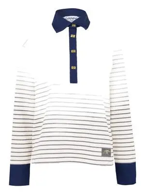 GANNI Ganni Striped Long Sleeve Polo Shirt No