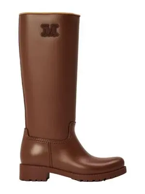 Max Mara Monogram Embossed Knee-high Leather Boots - Brown