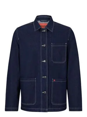 Hugo Boss Dark Indigo Denim Jacket With Contrast Stitching - Black