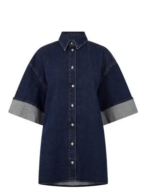 7 For All Mankind Nina Short-sleeve Shirt - Rinse Blue
