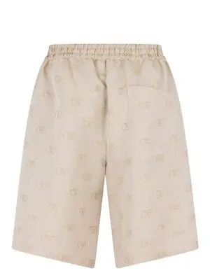 OFF-WHITE Off-White Beige Monogram Print Wide-Leg Culotte Shorts