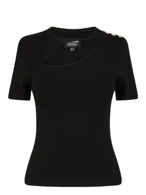 Barbour Short Sleeve Cutout Neck T-shirt - Black