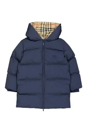 Burberry Quilted Zip-up Hooded Jacket - Blue