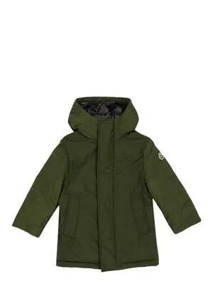 Moncler Quilted Logo Patch Hooded Down Jacket - Green