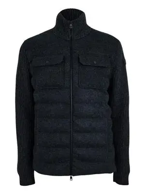 Moncler Zip-up Knit Jacket With Padded Front - Black