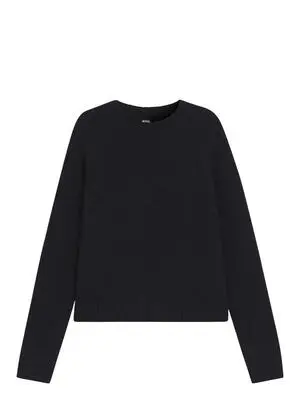 Hugo Boss Crew Neck Cropped Knit Sweater - Black