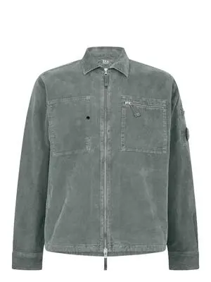 C.P. COMPANY Corduroy Long Sleeve Zip Overshirt Gray
