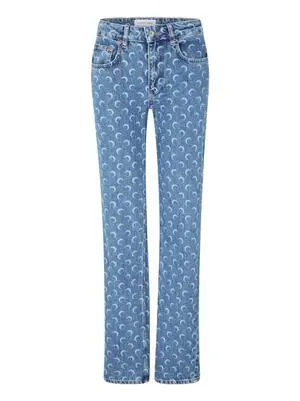 MARINE SERRE Moon Print Denim Trousers - Blue