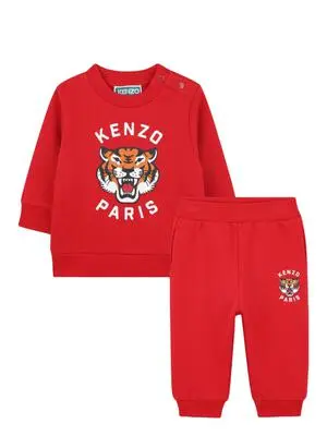 Kenzo Tiger Pattern Tracksuit - Red