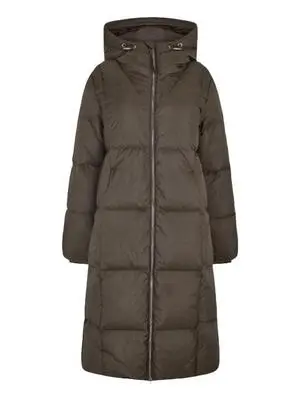 Varley Long Quilted Hooded Coat - Brown