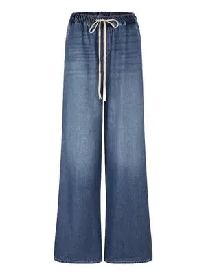 7 For All Mankind Elastic Waist Wide Leg Jeans - Blue
