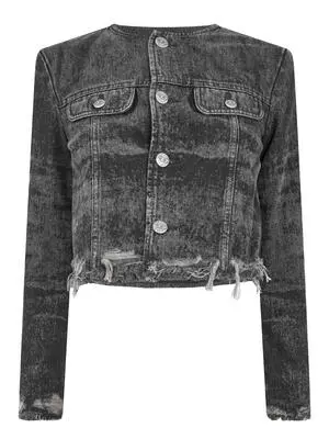 DIESEL® Distressed Denim Jacket - Black