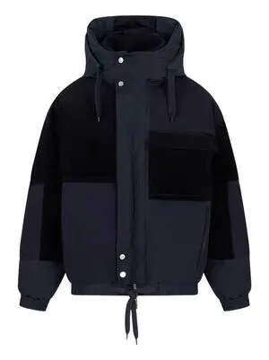 Emporio Armani Color-block Hooded Down Jacket - Black