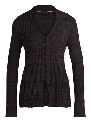 Hugo Boss Collared Knit Cardigan - Black