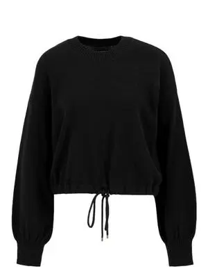 Barbour Long-sleeved Crew Neck Sweater With Drawstring Hem - Black