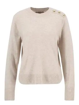 Barbour Barbour Eleanor Crew Neck Jumper With Branded Buttons Oat
