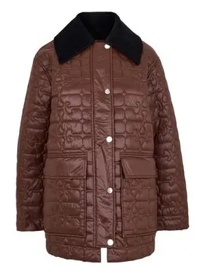 GANNI Quilted Jacket With Snap Closure And Patch Pockets - Red