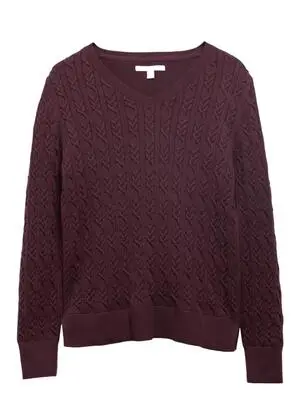 Barbour Hampton V-neck Knit Sweater - Black Cherry