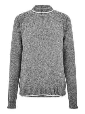Moncler Ribbed Knit High Neck Pullover - Gray