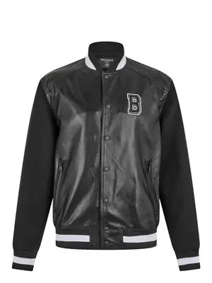 Balmain Logo Varsity Jacket - Black