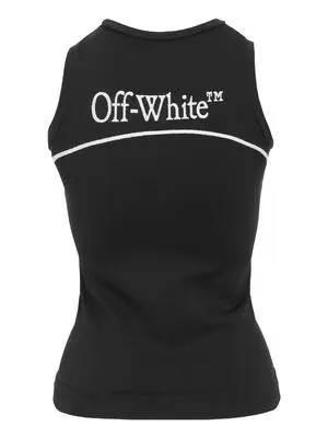 OFF-WHITE Off-White Ribbed Knit Sleeveless Tank Top With Printed Logo