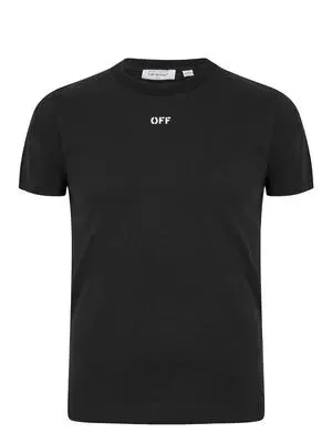 Off-White Graphic Print Cotton Crew Neck T-shirt - Black