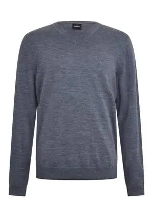 Hugo Boss V-neck Fine Knit Pullover - Gray
