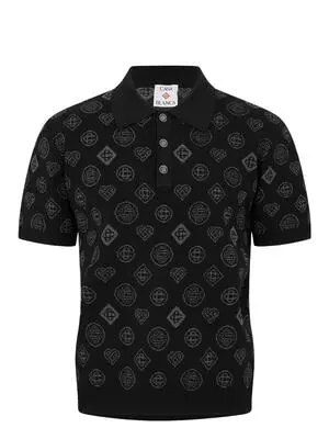 Casablanca Logo Embroidered Polo Shirt - Black