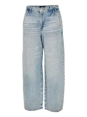 7 For All Mankind Belt Loop Wide Leg Jeans - Light Blue