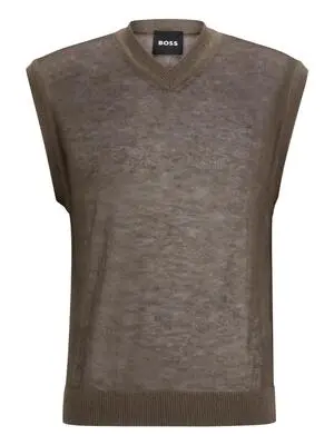 Hugo Boss V-neck Knit Vest - Brown