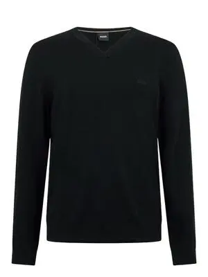 Hugo Boss Boss V-neck Fine Knit Sweater - Black