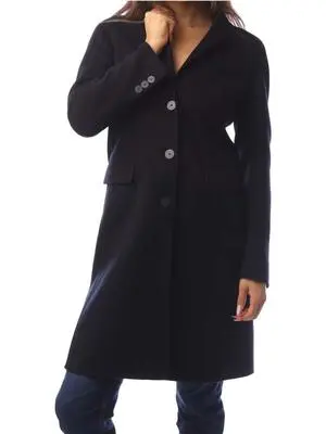 Emporio Armani Lapelled Mid-length Coat - Navy