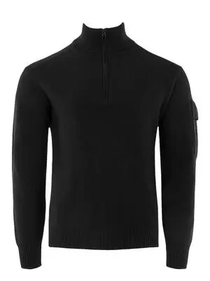 C.P. COMPANY Stand-collar Half-zip Knit Sweater - Black